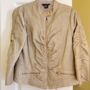 Etcetera Linen Gold Shimmer Zipper Jacket Blazer - Gem